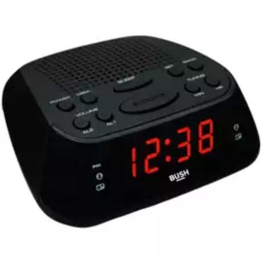 Bush Black Clock Radio | FM AM Clock radio | 10 AM & 10 FM Station Pre ...