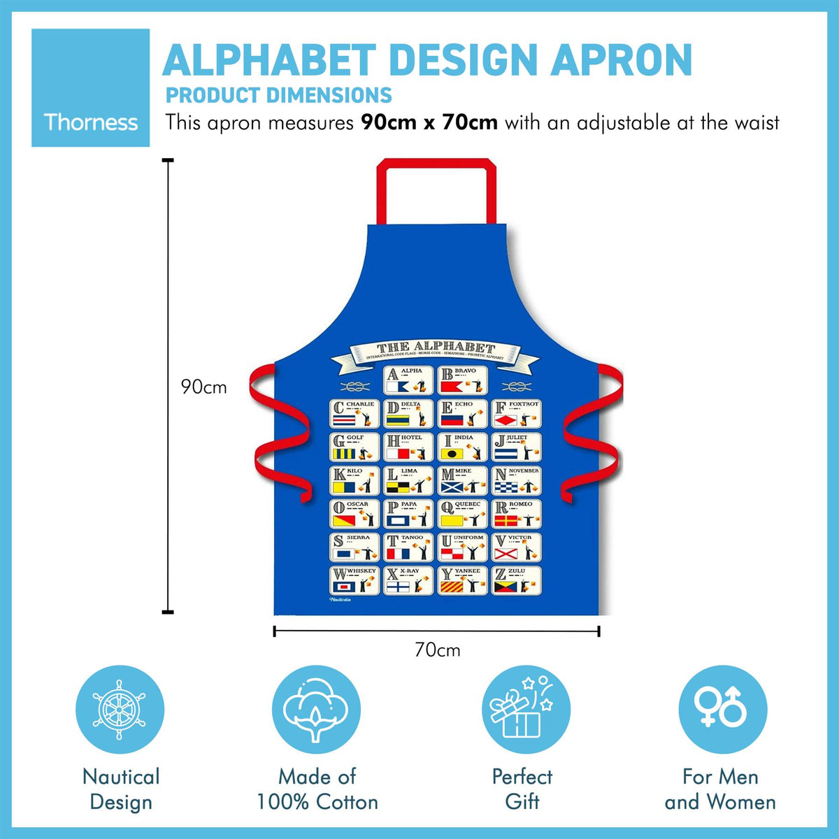 Alphabet Apron | 100% cotton | Adjustable Apron | 90cm x 70cm ...