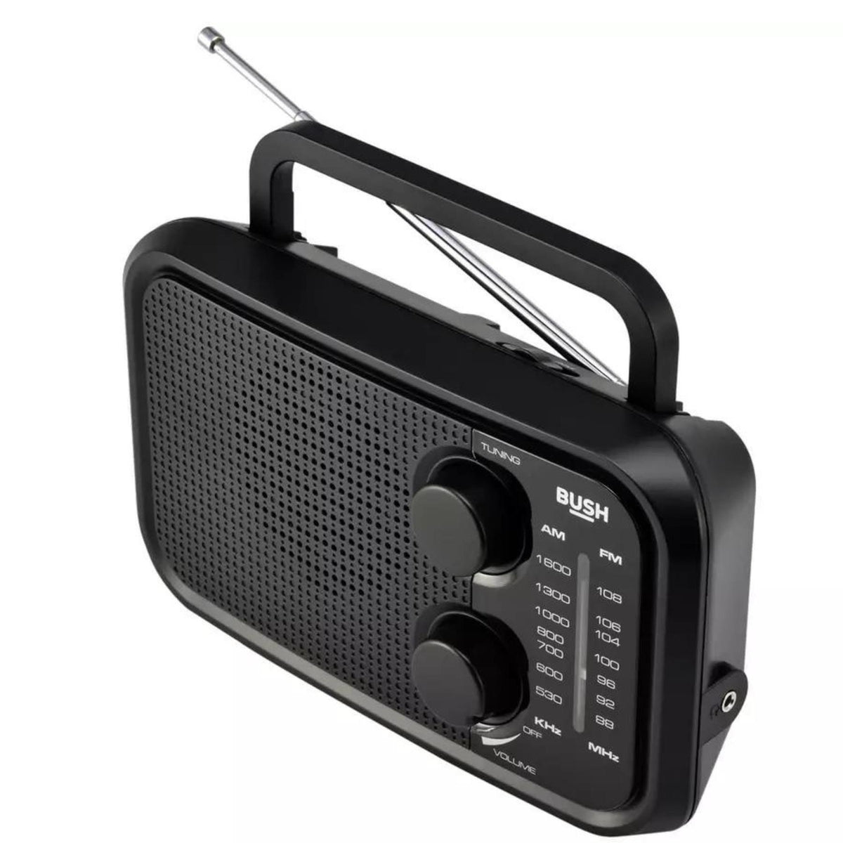 Bush Black Portable FM/AM Radio | Headphone Jack | Telescopic antenna ...