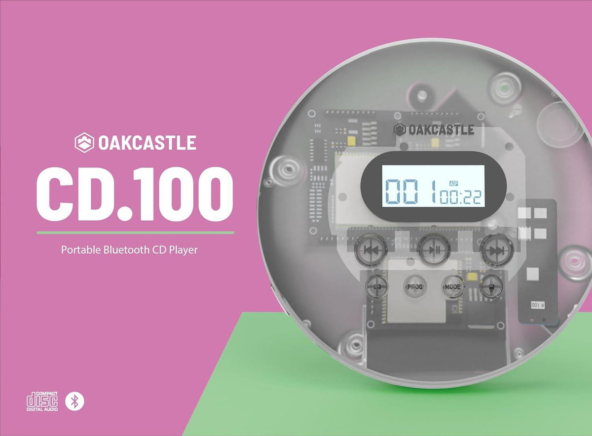 Oakcastle Transparent CD100 RECHARGEABLE BLUETOOTH CD PLAYER | 12hr Po ...
