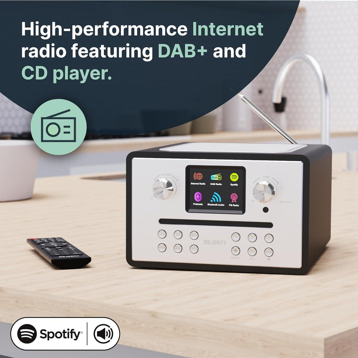 CD Player, Internet Radio with DAB Plus and FM | Bluetooth Smart DAB R ...