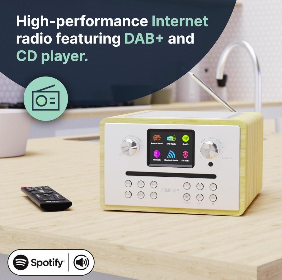 Majority Homerton 2 | CD Player Internet Radio DAB Plus FM | Bluetooth ...