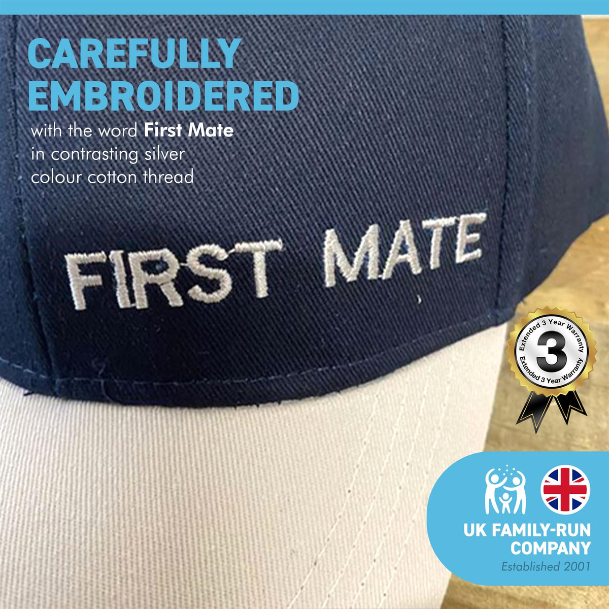 Adjustable FIRST MATE NAVY BLUE BASEBALL CAP | yachting cap | sailors ...