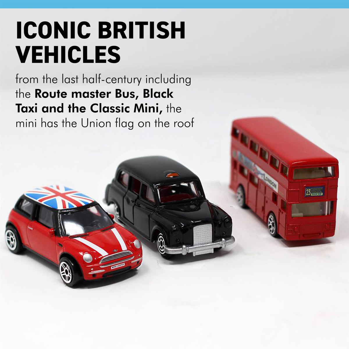 Three Piece Iconic London die cast toy car set includes Taxi, Red Lond ...