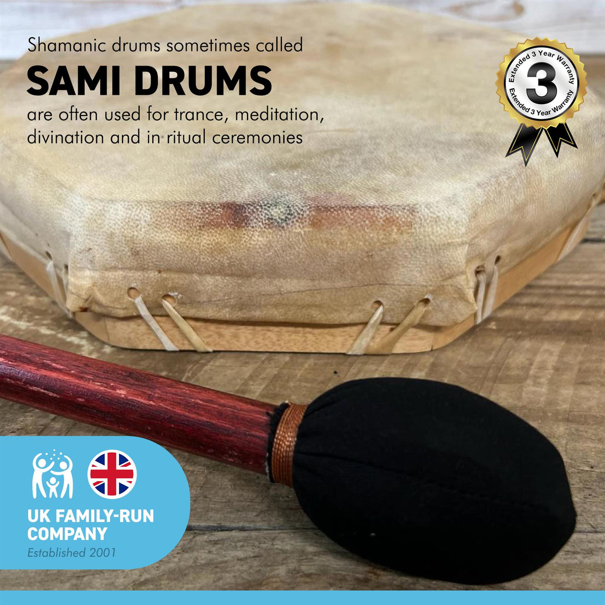 Shamanic Tribal Sami hand drum with wooden beater | frame drum | medic ...