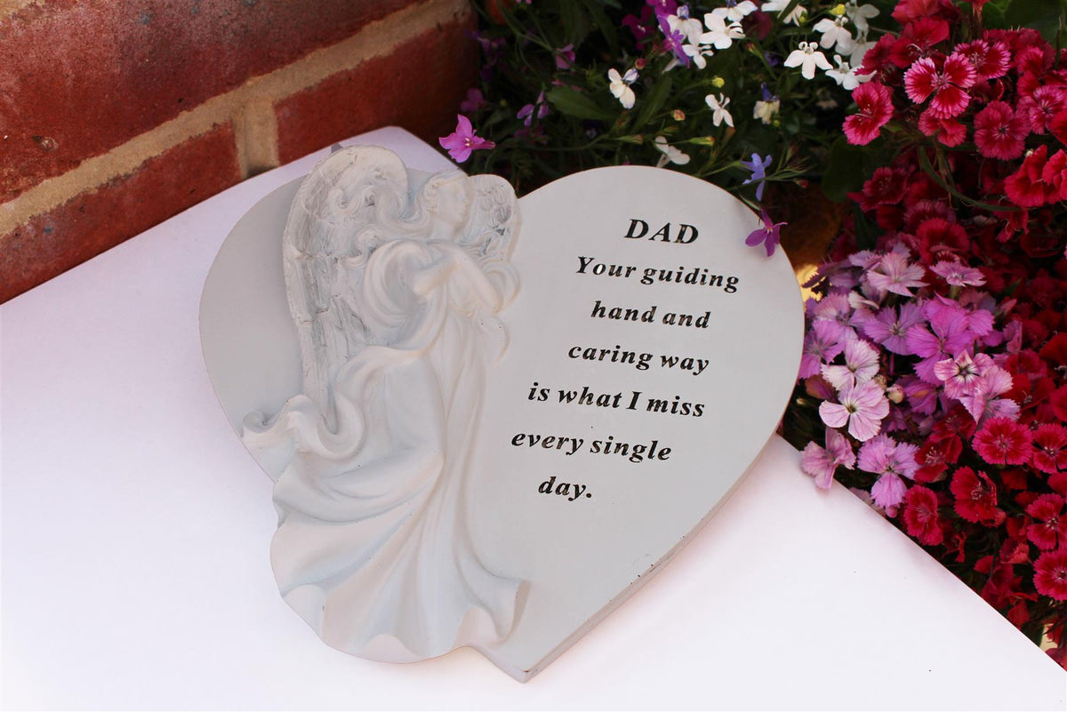 Dad Heart Memorial with Angel Plaque with Inspirational poem – Thorness ...