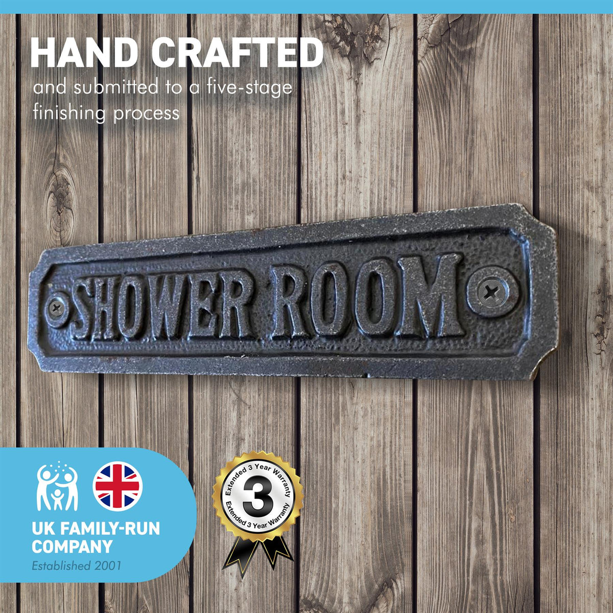Cast Iron Antique Style SHOWER ROOM SIGN PLAQUE | 14.5cm (L) x 3cm (H ...
